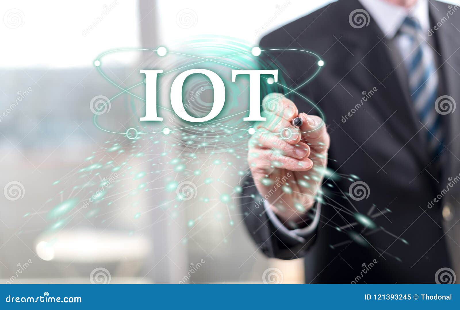 Man Touching an Iot Concept Stock Image - Image of communication ...