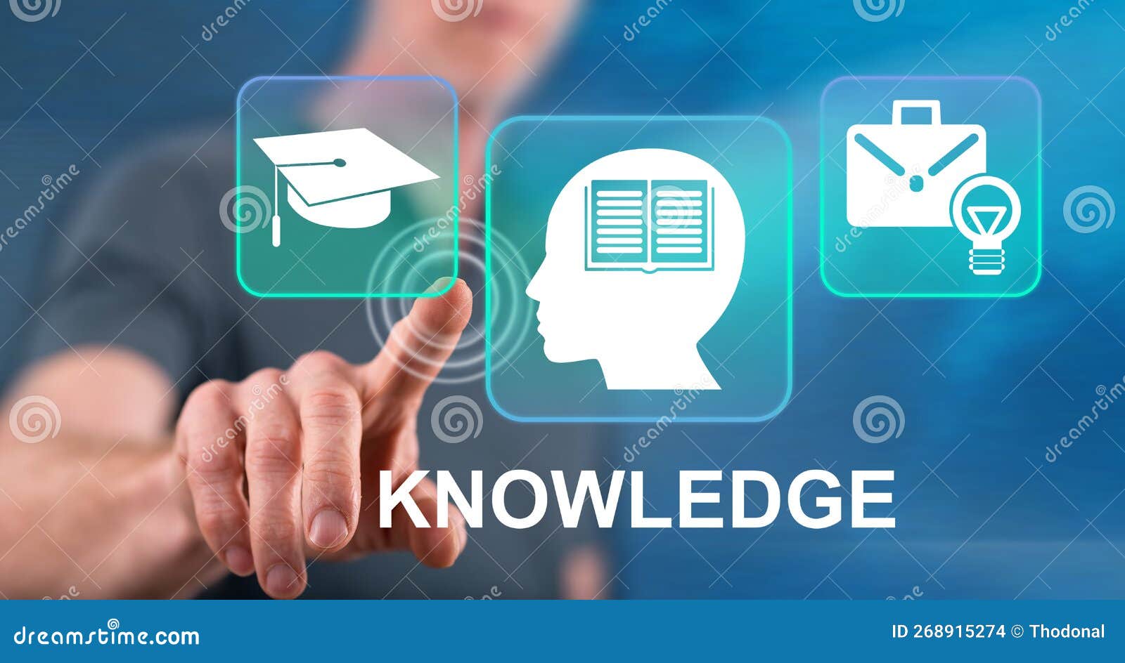 Man Touching a Knowledge Concept Stock Photo - Image of business ...