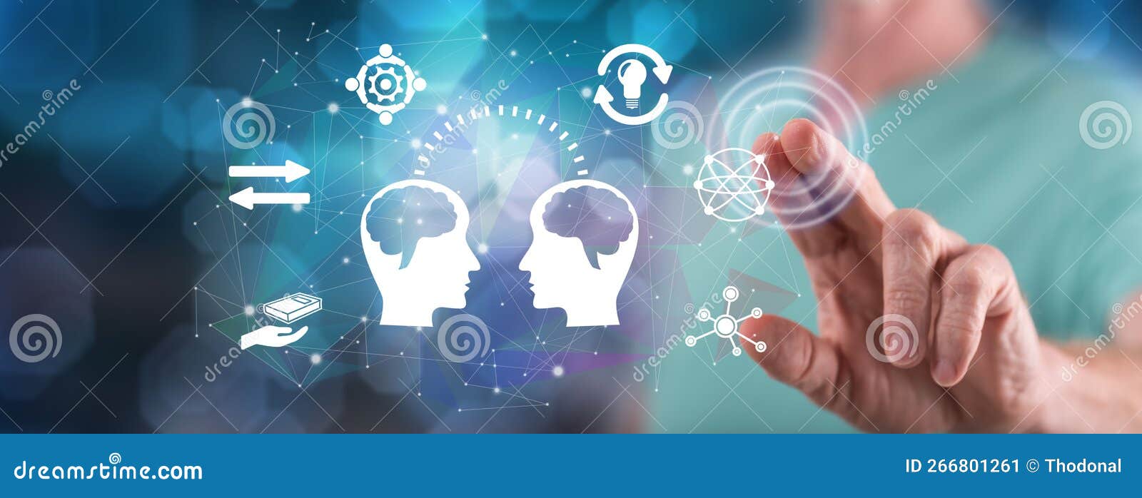 Man Touching a Knowledge Sharing Concept Stock Image - Image of skills ...