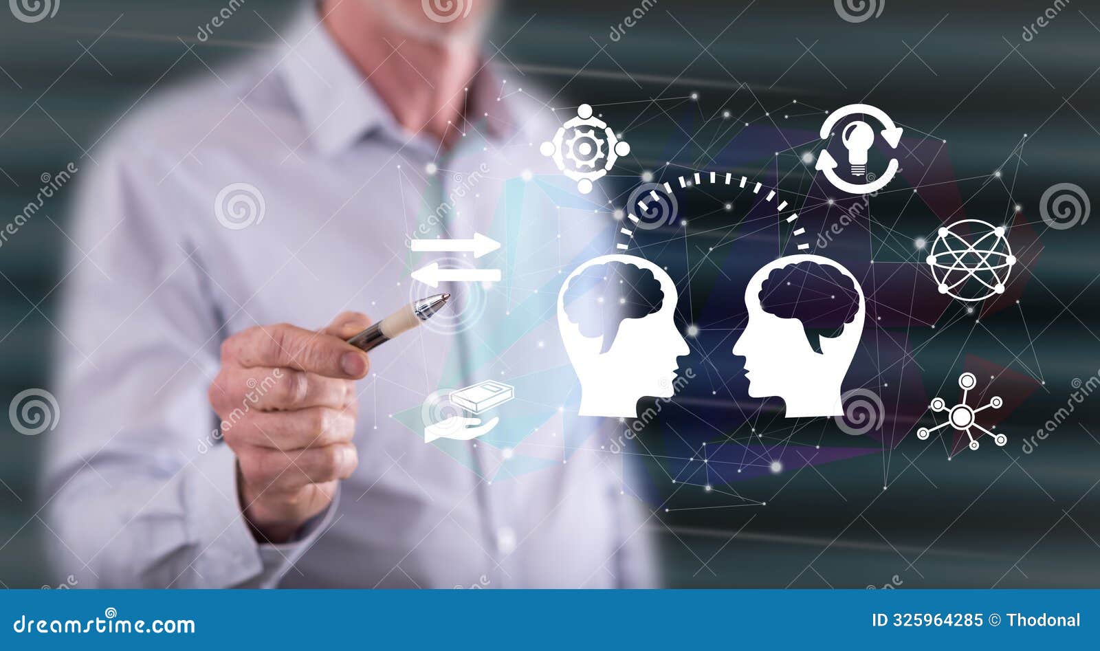 Man Touching a Knowledge Sharing Concept Stock Image - Image of ...