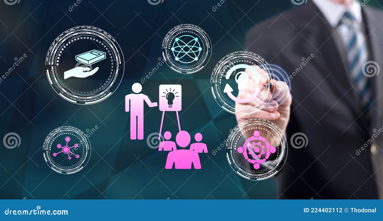 Man Touching a Knowledge Sharing Concept Stock Photo - Image of ...