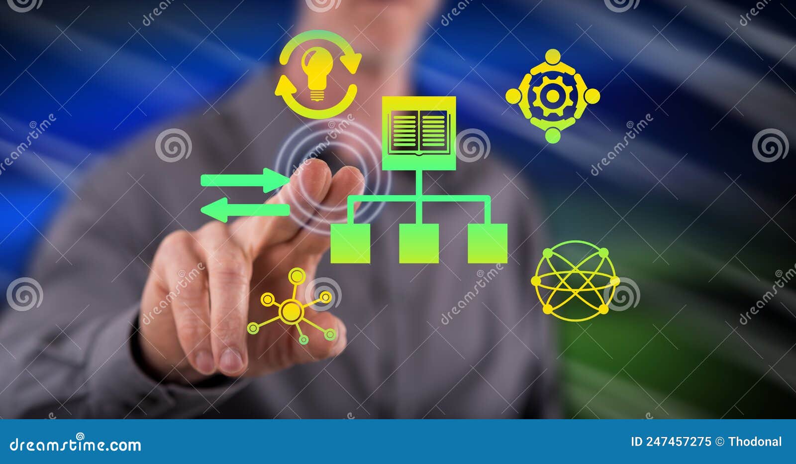 Man Touching a Knowledge Sharing Concept Stock Image - Image of ...