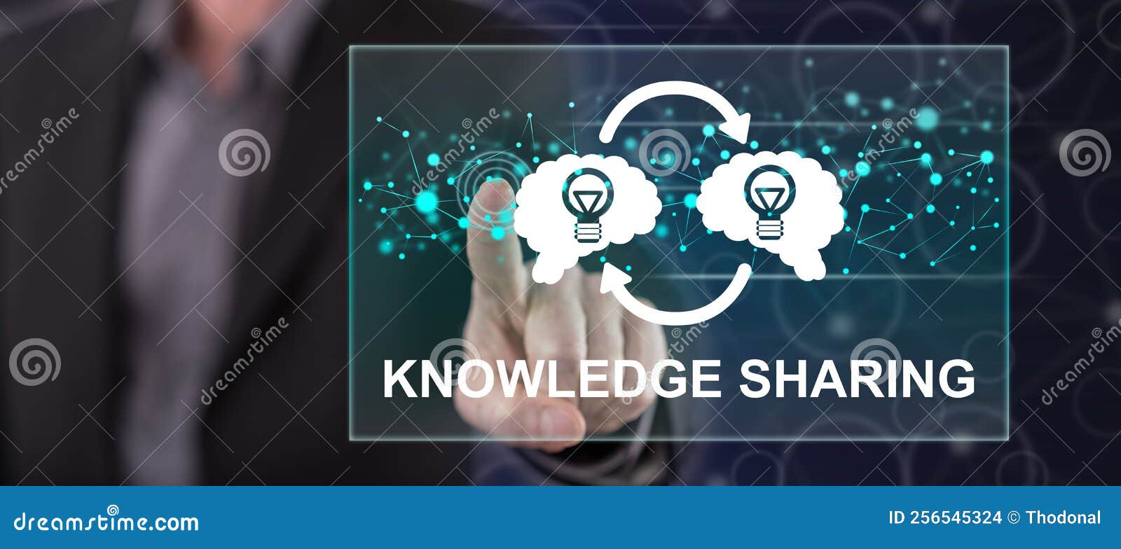 Man Touching a Knowledge Sharing Concept Stock Photo - Image of ...
