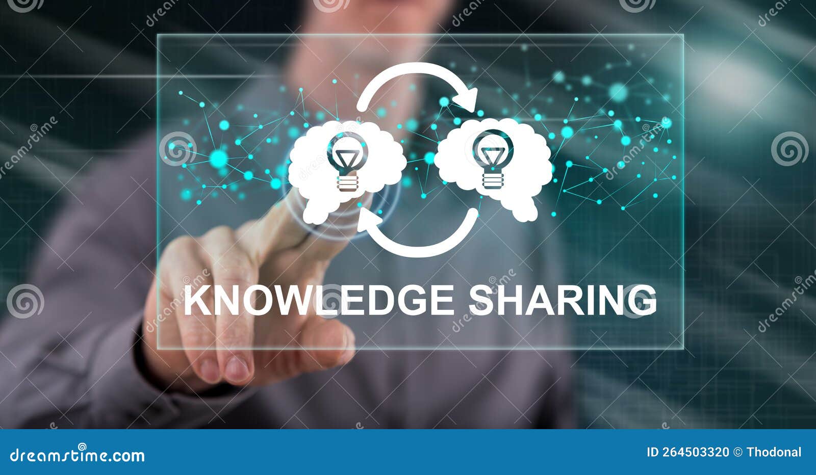 Man Touching a Knowledge Sharing Concept Stock Photo - Image of teach ...