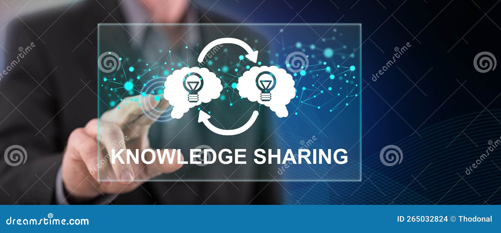 Man Touching a Knowledge Sharing Concept Stock Photo - Image of idea ...