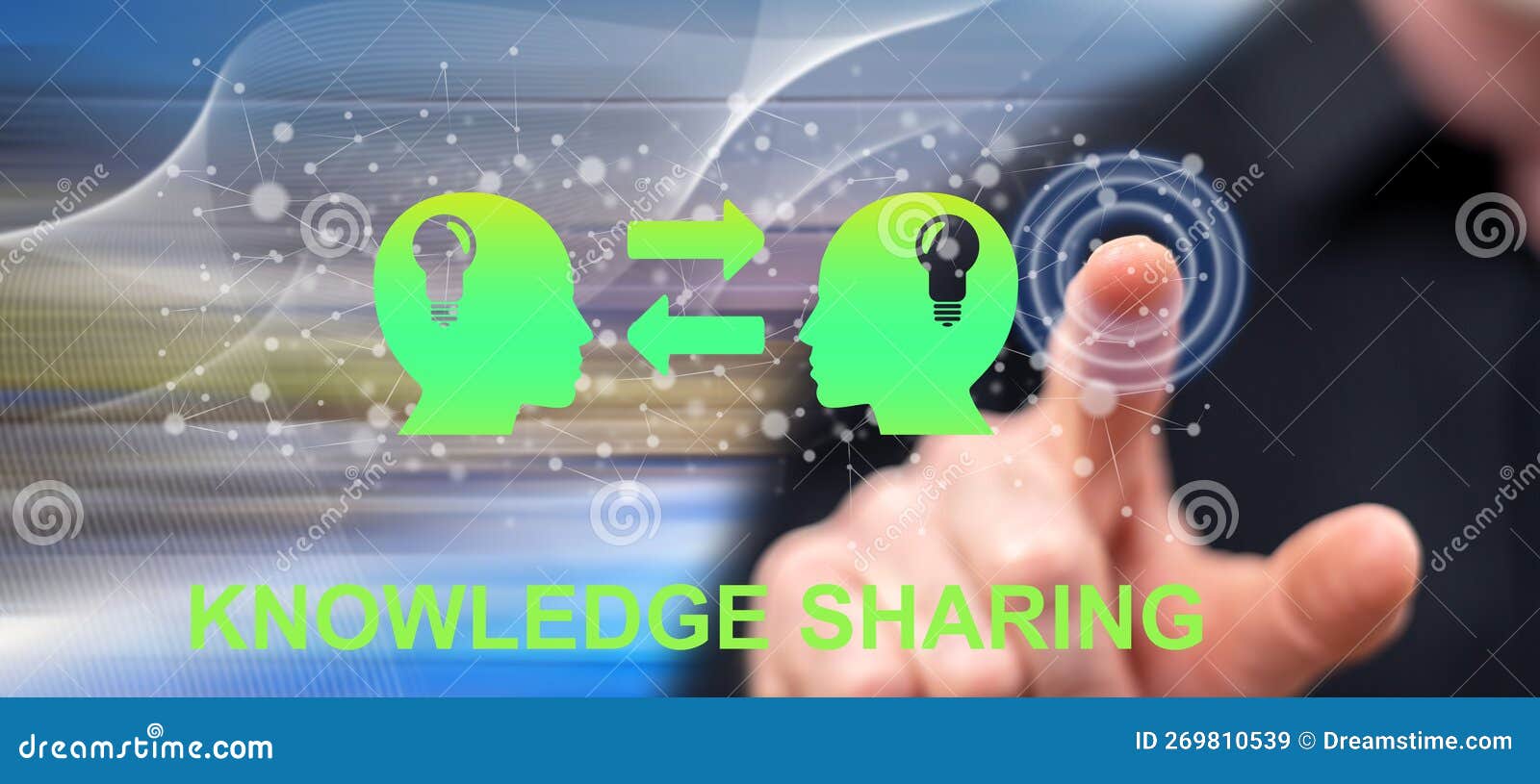 Man Touching a Knowledge Sharing Concept Stock Image - Image of finger ...