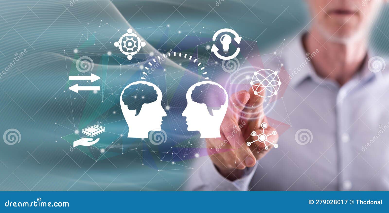 Man Touching a Knowledge Sharing Concept Stock Image - Image of ...