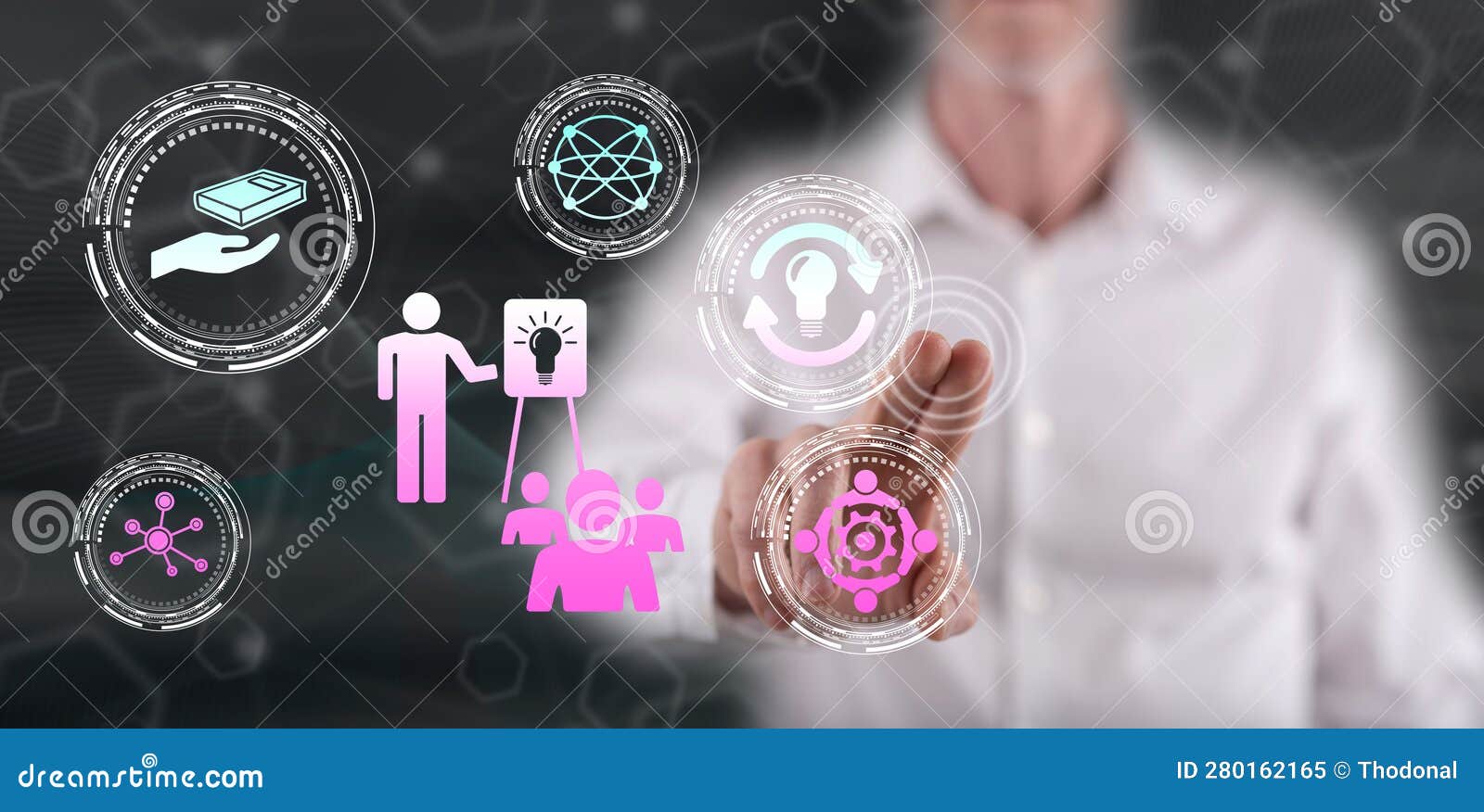 Man Touching a Knowledge Sharing Concept Stock Image - Image of sharing ...