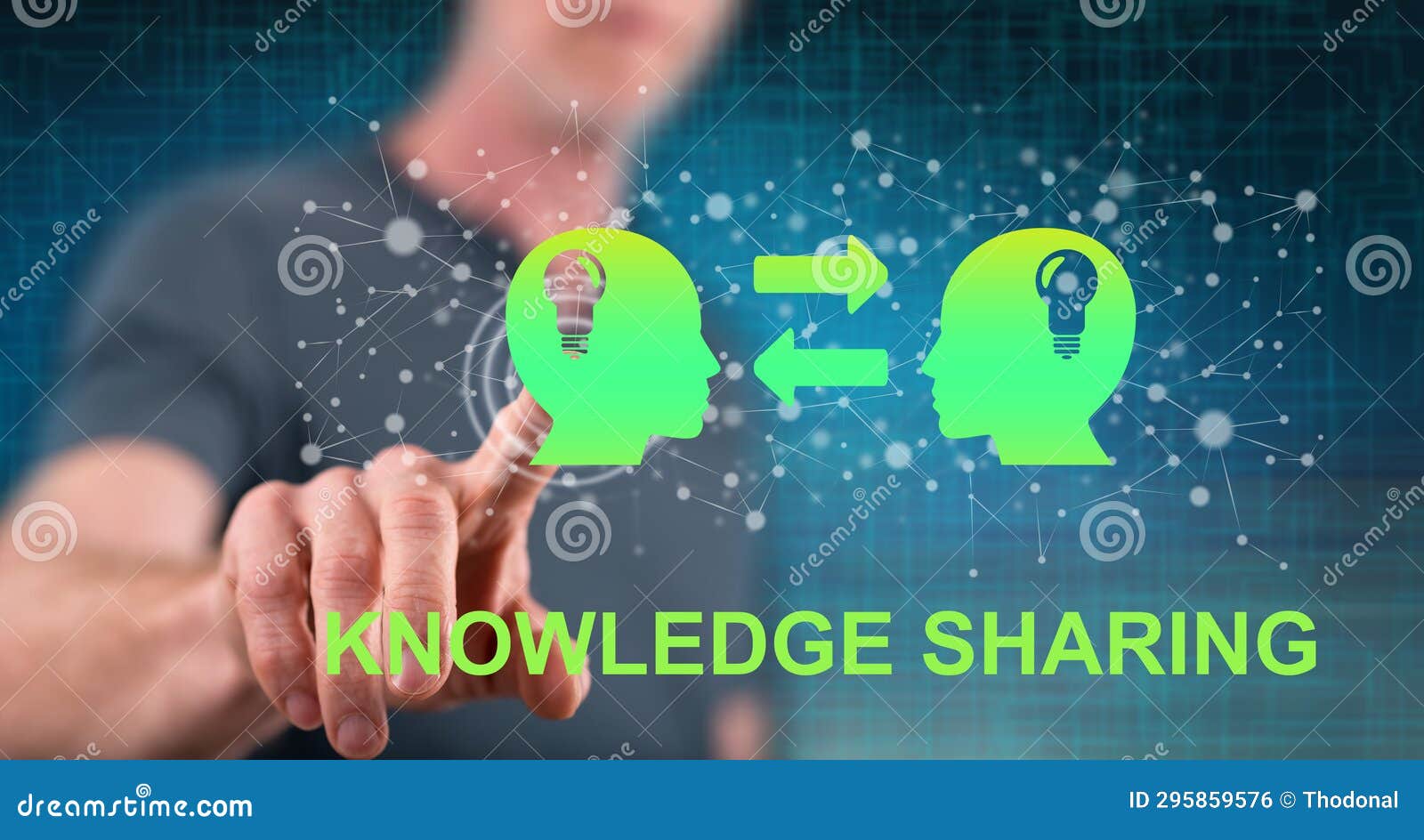 Man Touching a Knowledge Sharing Concept Stock Photo - Image of digital ...