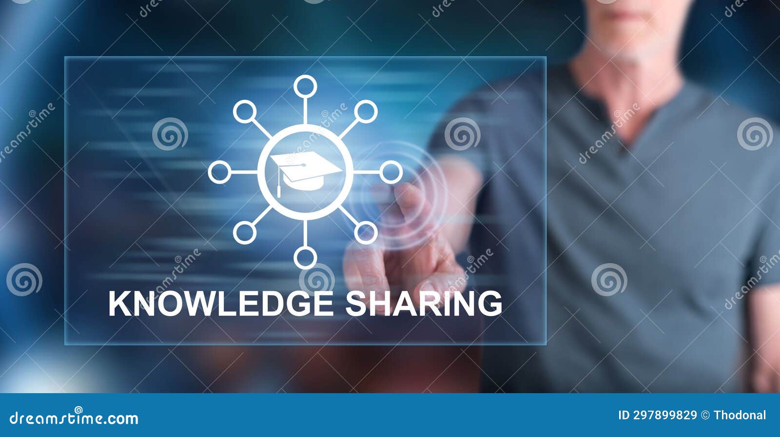 Man Touching a Knowledge Sharing Concept Stock Image - Image of ...