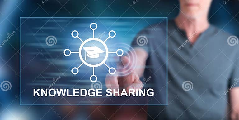 Man Touching a Knowledge Sharing Concept Stock Image - Image of ...