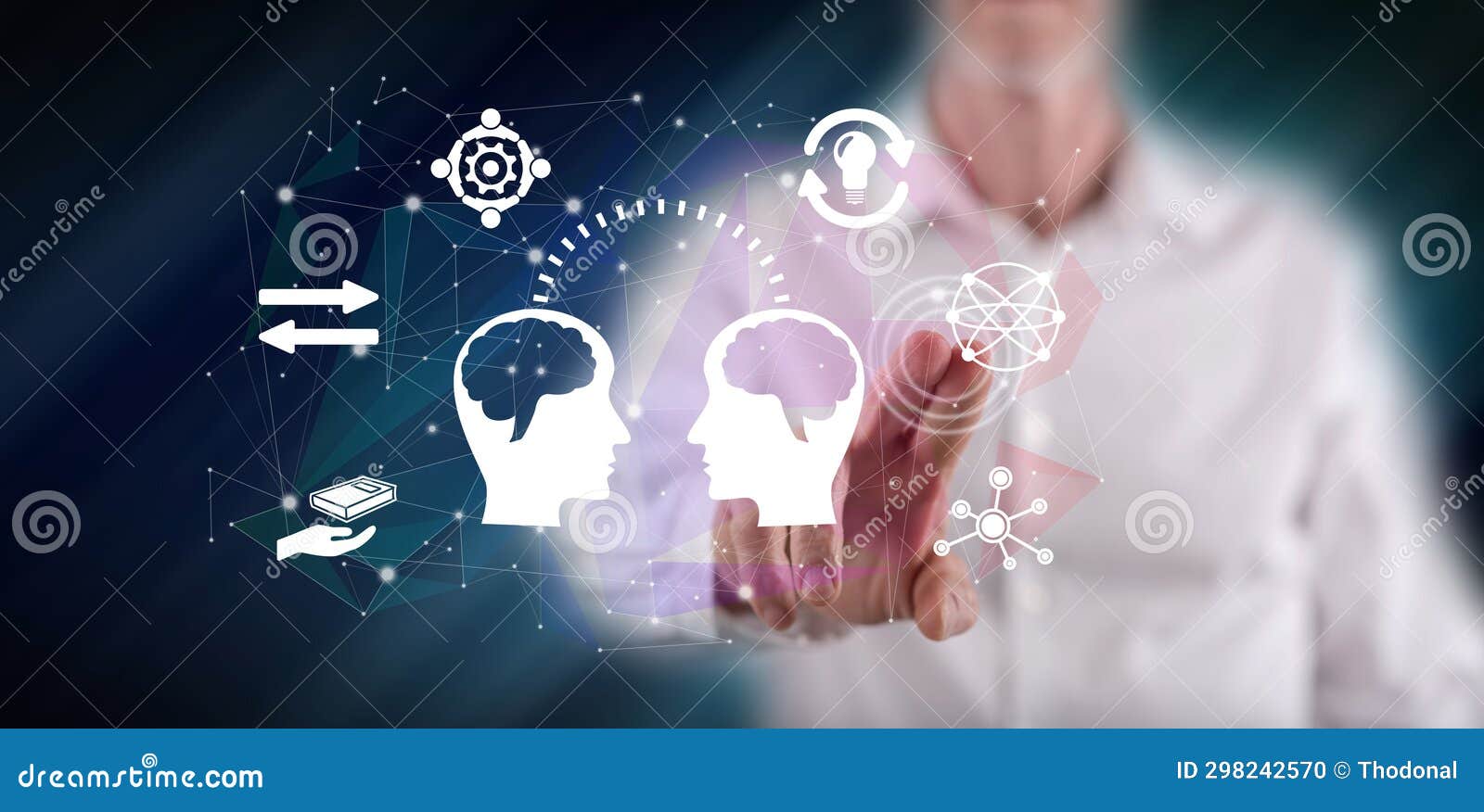 Man Touching a Knowledge Sharing Concept Stock Photo - Image of ...