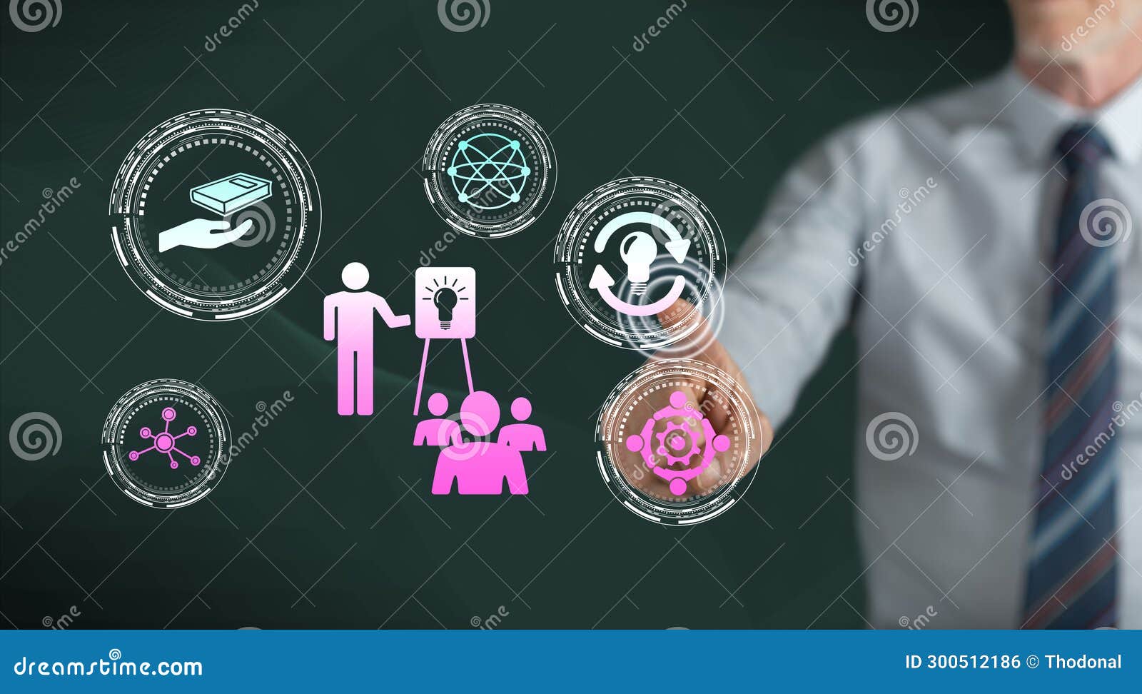 Man Touching a Knowledge Sharing Concept Stock Photo - Image of teach ...