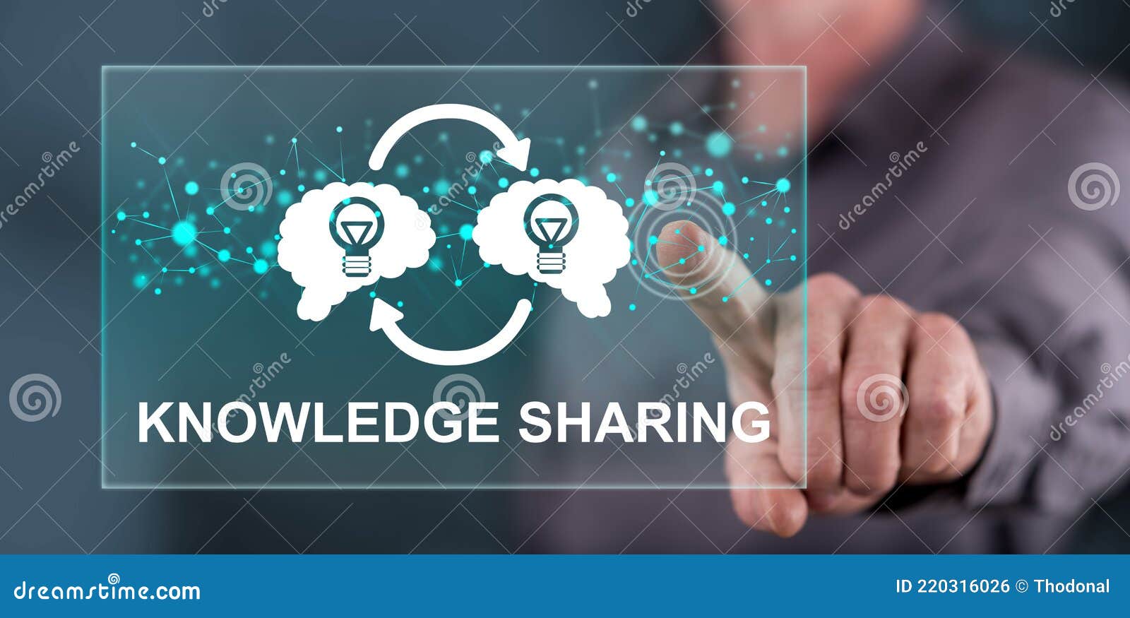 Man Touching a Knowledge Sharing Concept Stock Photo - Image of think ...