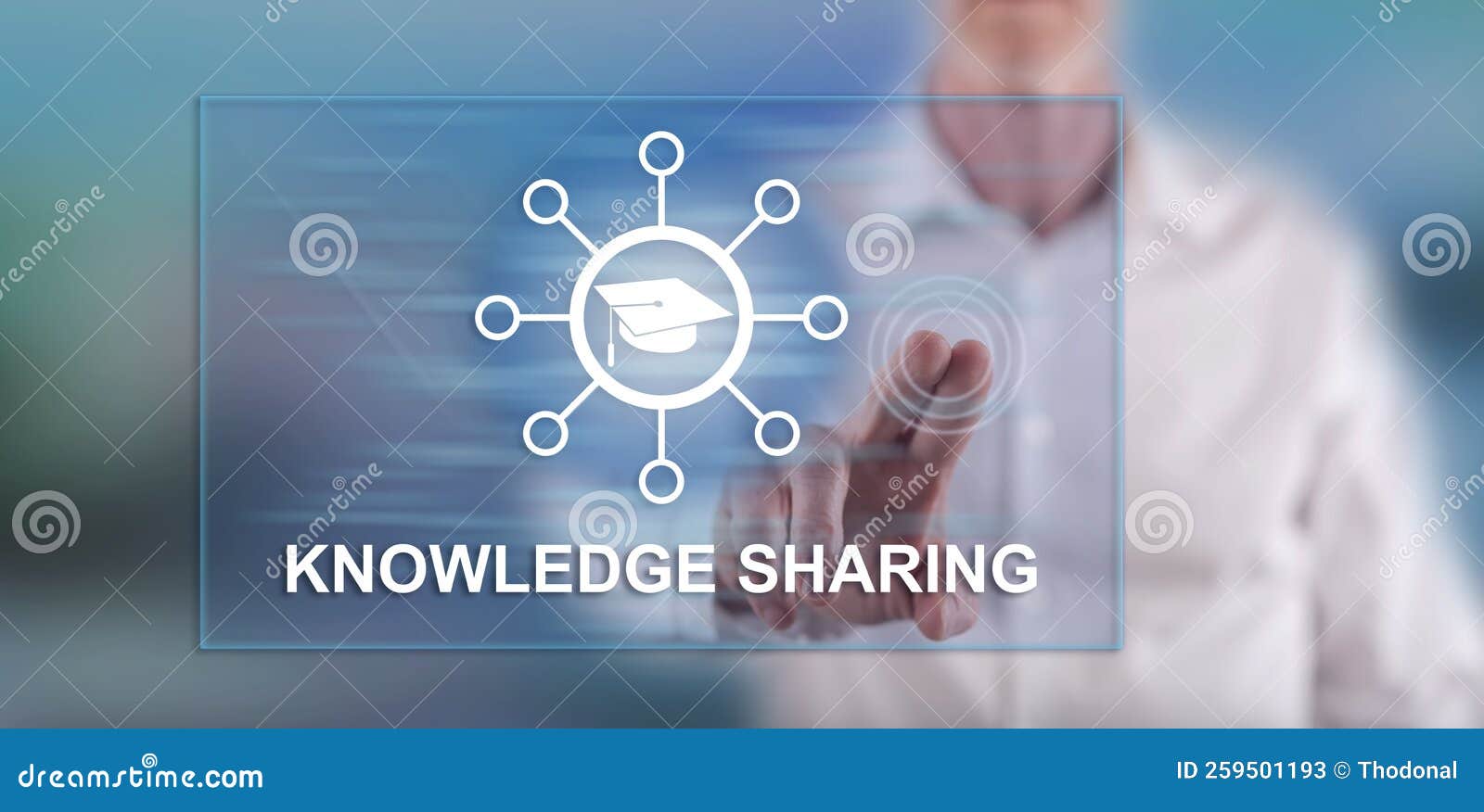 Man Touching a Knowledge Sharing Concept Stock Image - Image of ...