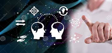 Man Touching a Knowledge Sharing Concept Stock Photo - Image of ...