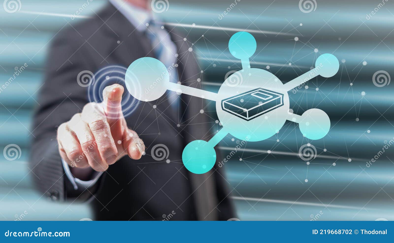 Man Touching a Knowledge Sharing Concept Stock Photo - Image of ...