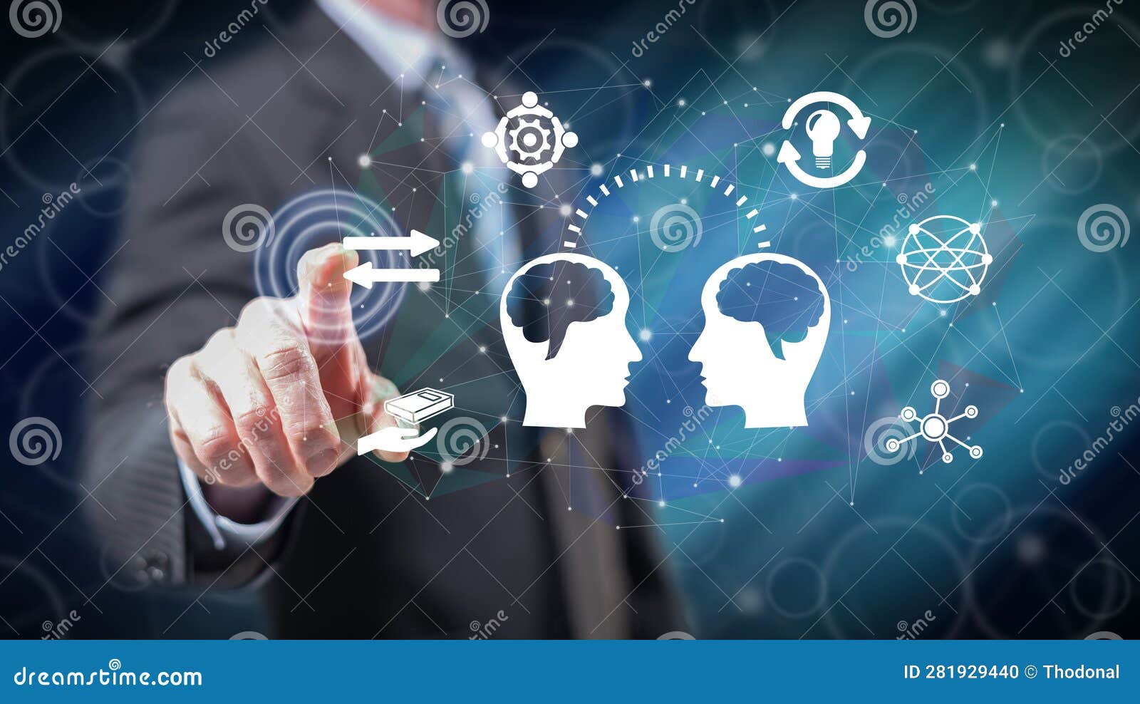 Man Touching a Knowledge Sharing Concept Stock Illustration ...