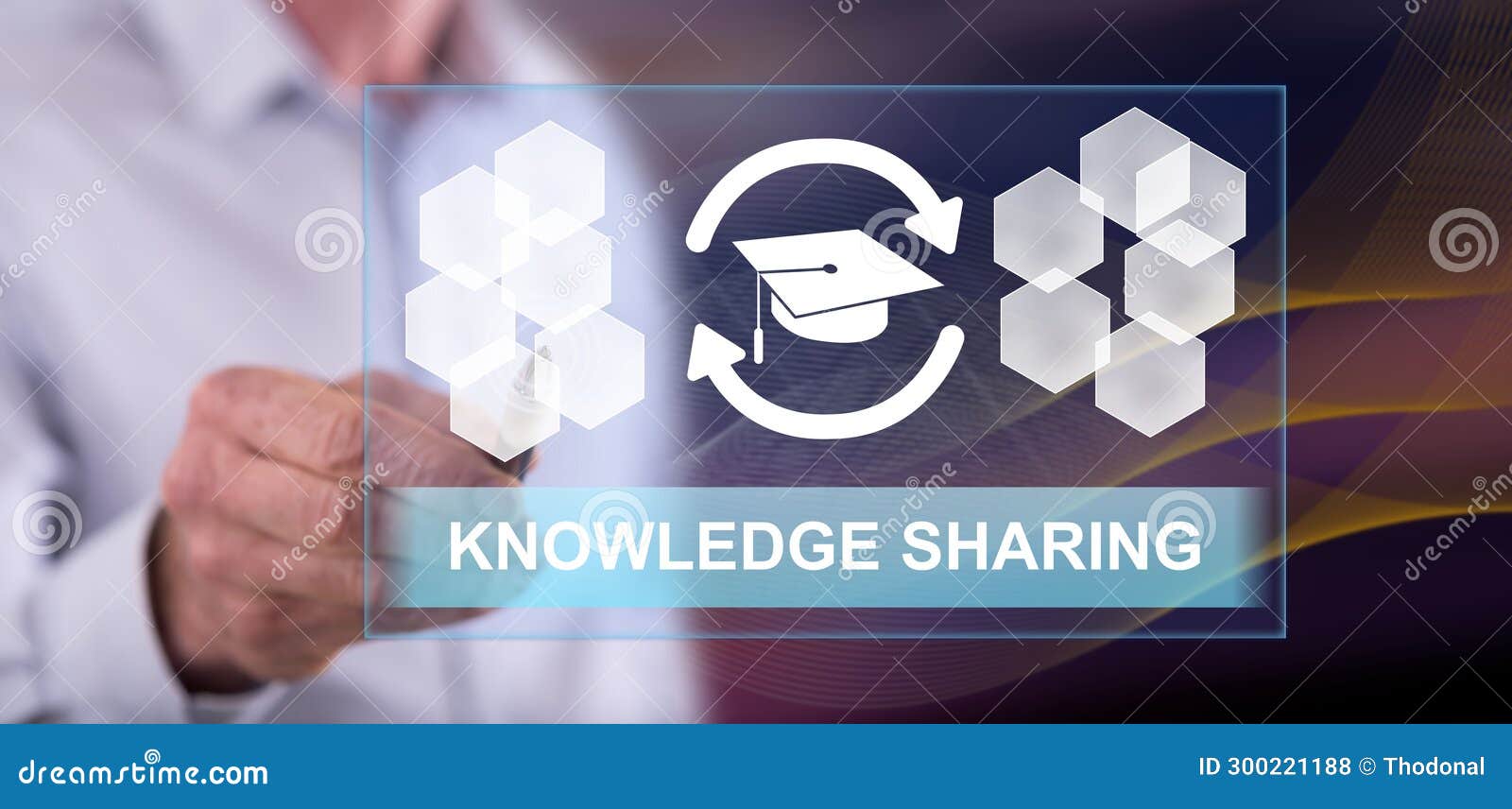 Man Touching a Knowledge Sharing Concept Stock Photo - Image of idea ...