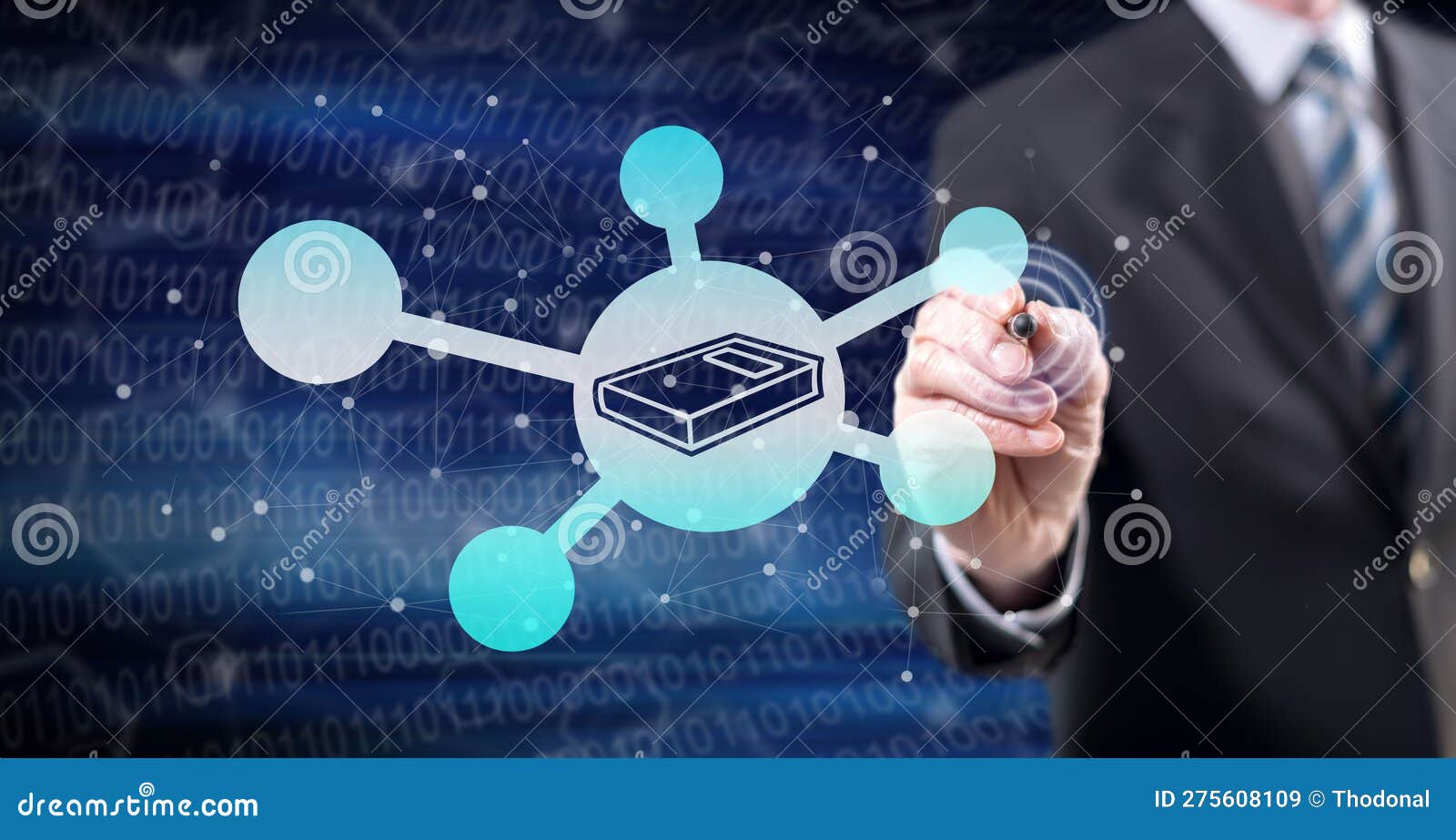 Man Touching a Knowledge Sharing Concept Stock Image - Image of screen ...