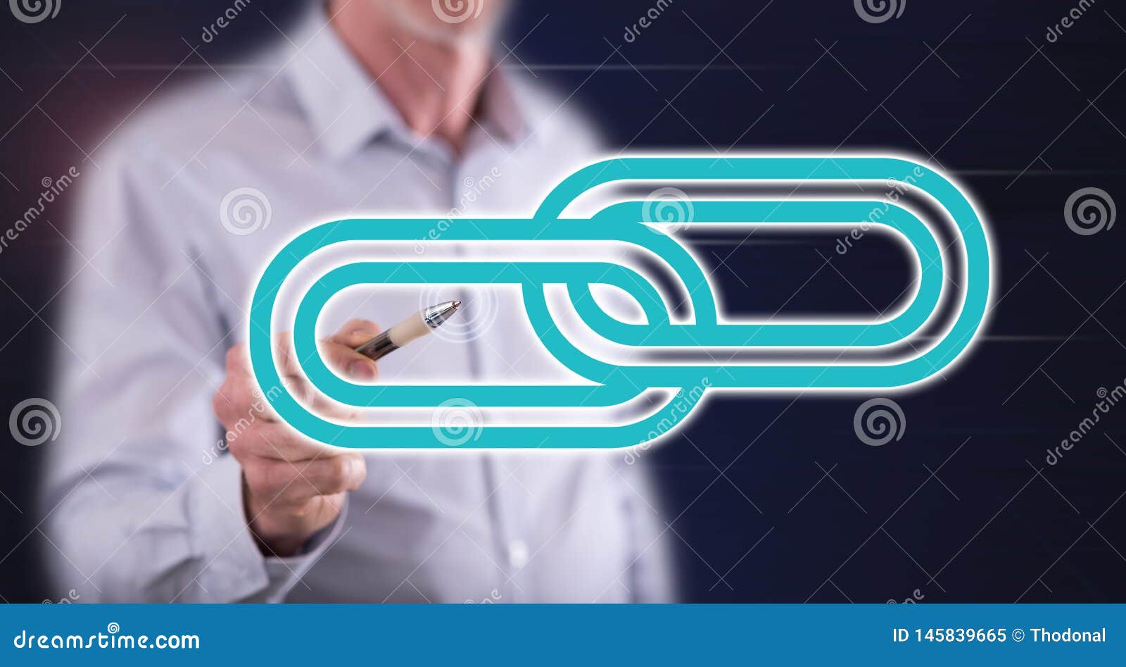 Man Touching a Link Concept Stock Image - Image of togetherness, sign ...