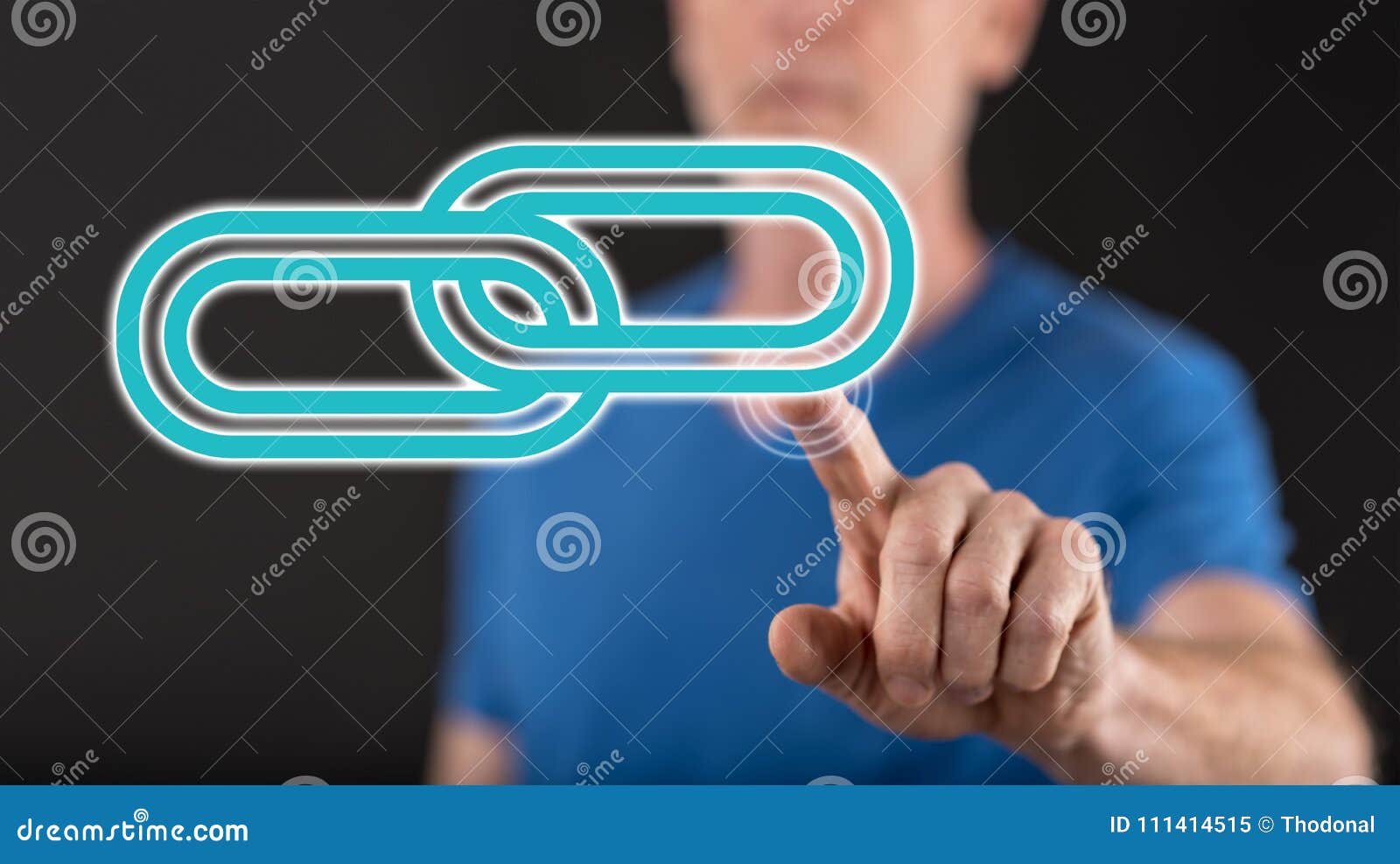 Man Touching a Link Concept on a Touch Screen Stock Image - Image of ...