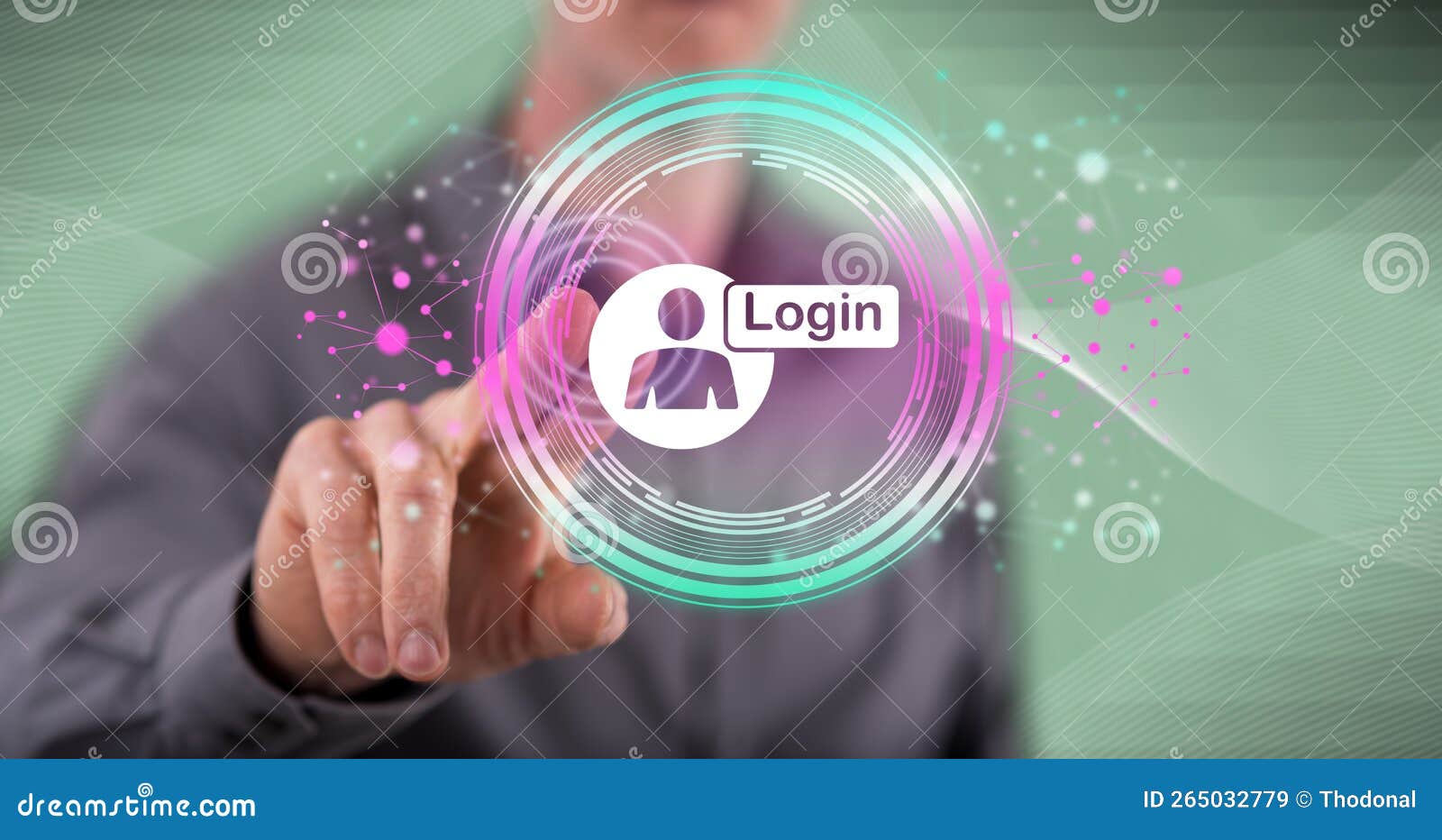 Man Touching a Login Concept Stock Image - Image of internet ...