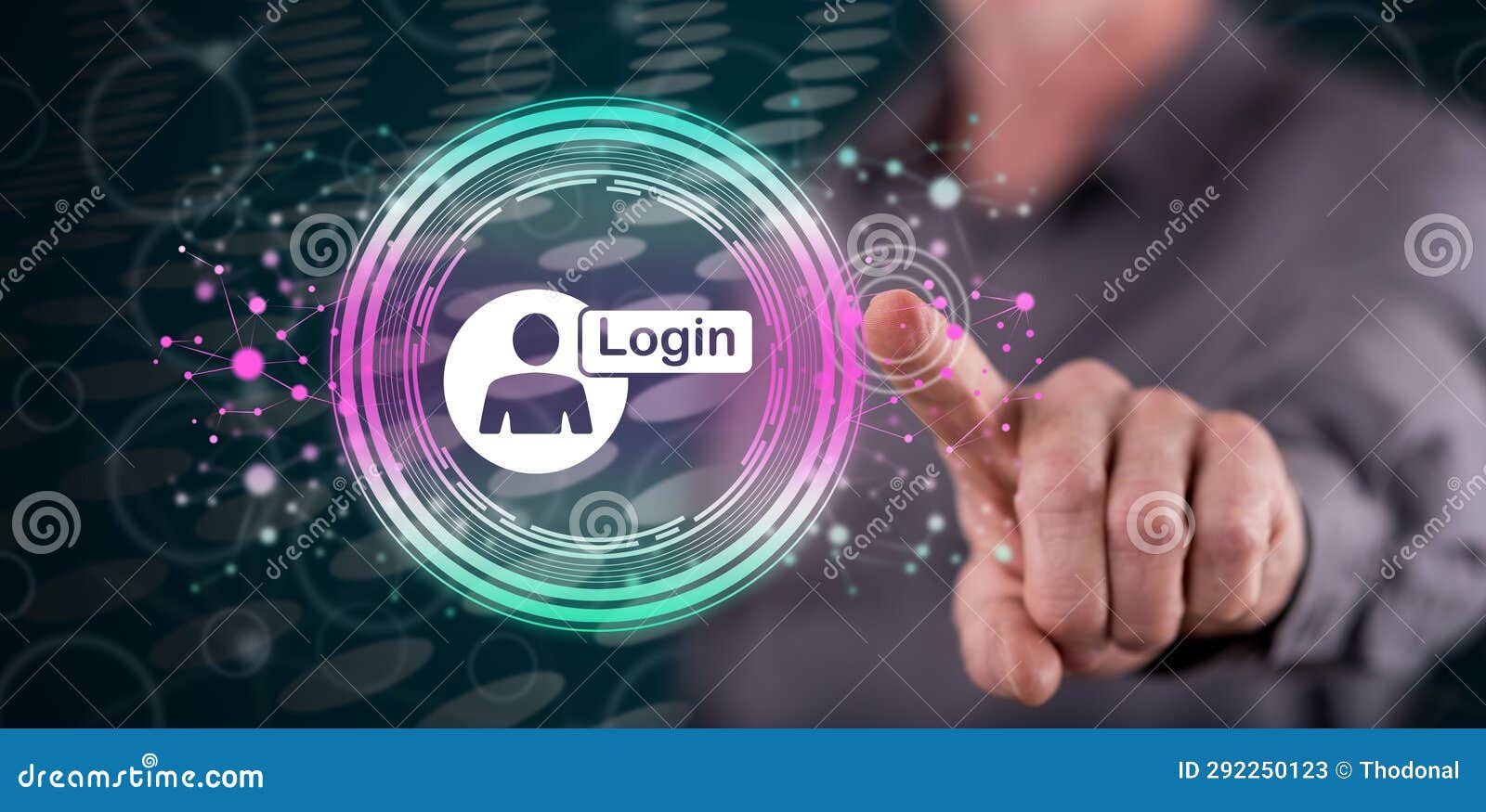 Man Touching a Login Concept Stock Image - Image of interface, login ...