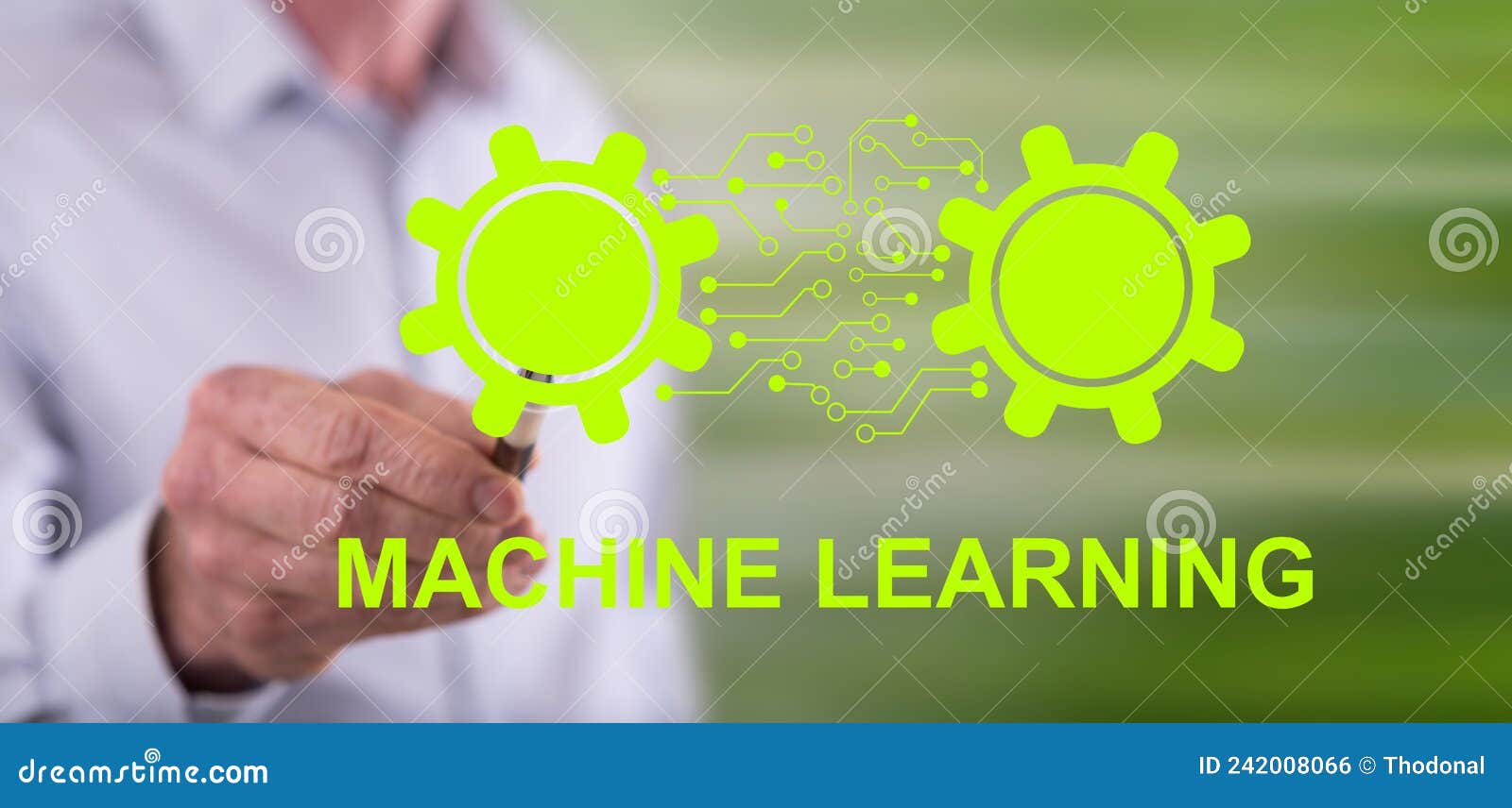 Man Touching a Machine Learning Concept Stock Photo - Image of robot ...
