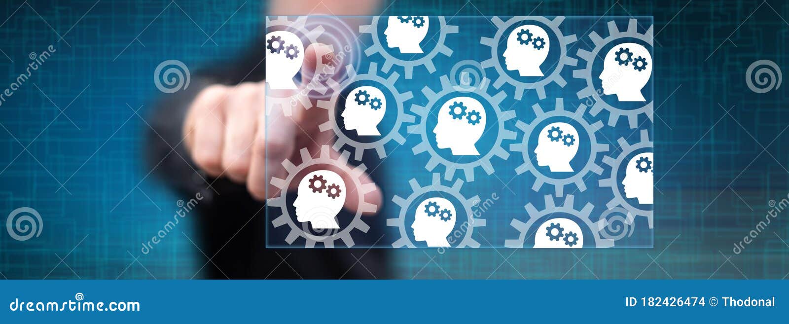 Man Touching a Machine Learning Concept Stock Photo - Image of learning ...