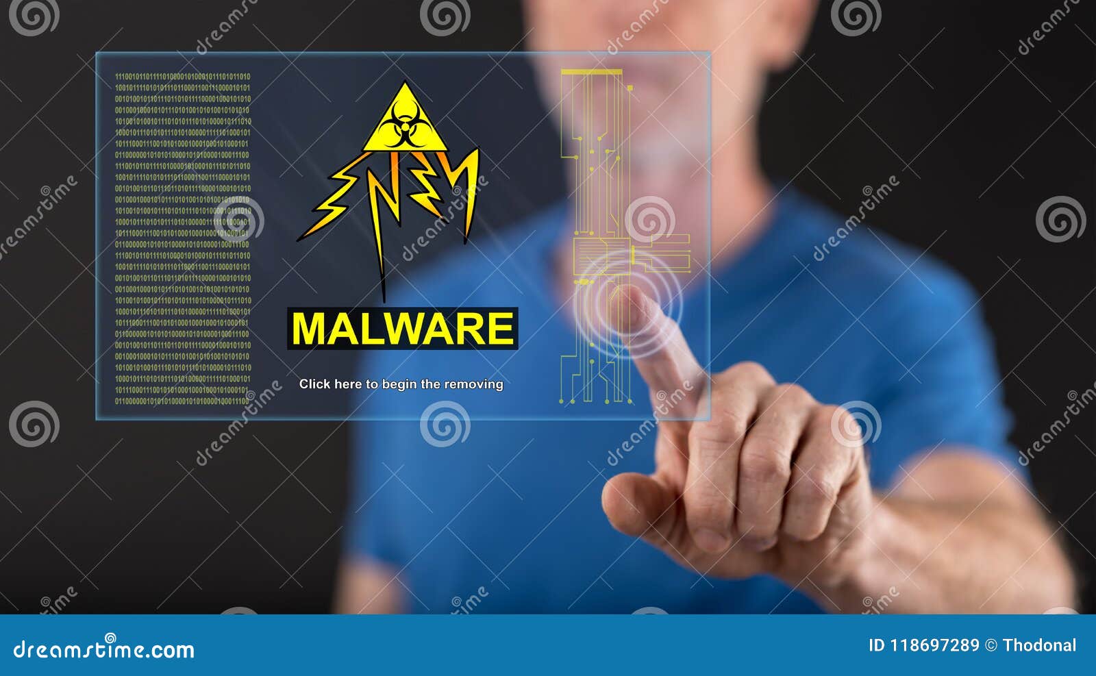 Man Touching a Malware Concept Stock Image - Image of antivirus ...