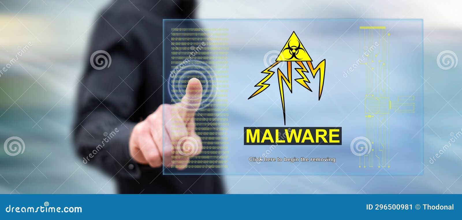 Man Touching a Malware Concept Stock Image - Image of hacking, data ...