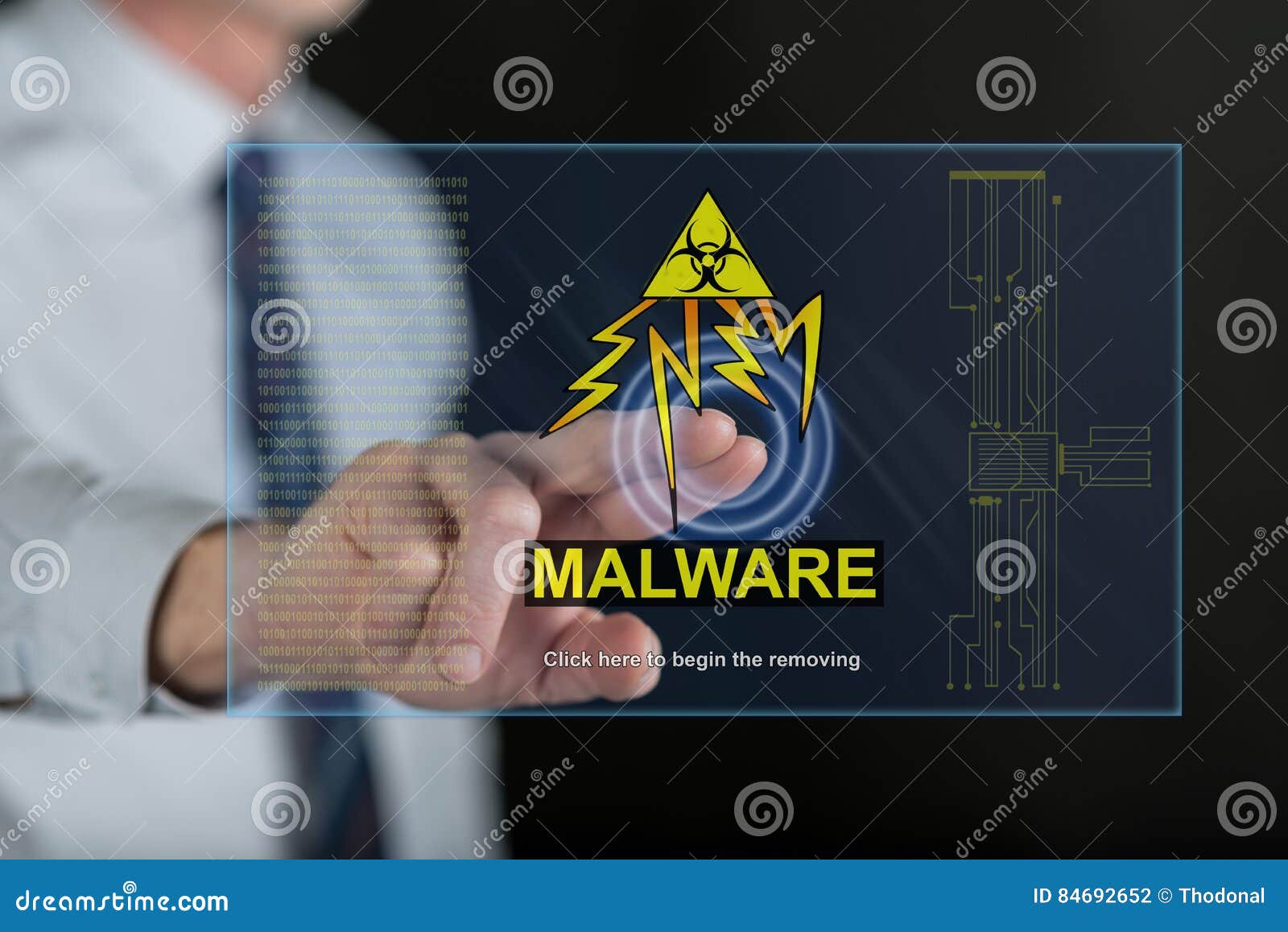 Man Touching a Malware Concept on a Touch Screen Stock Photo - Image of ...