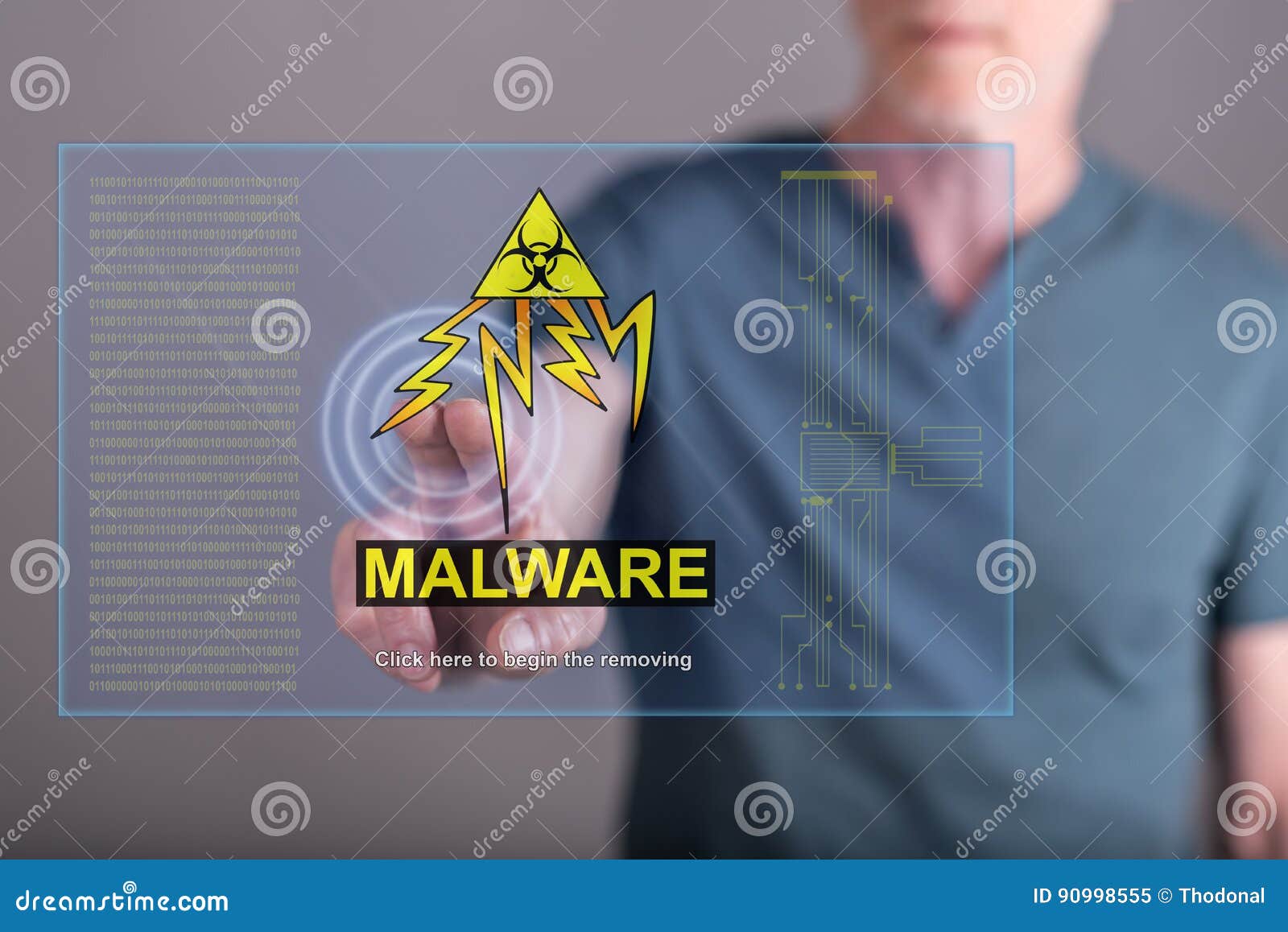 Man Touching a Malware Concept on a Touch Screen Stock Image - Image of ...