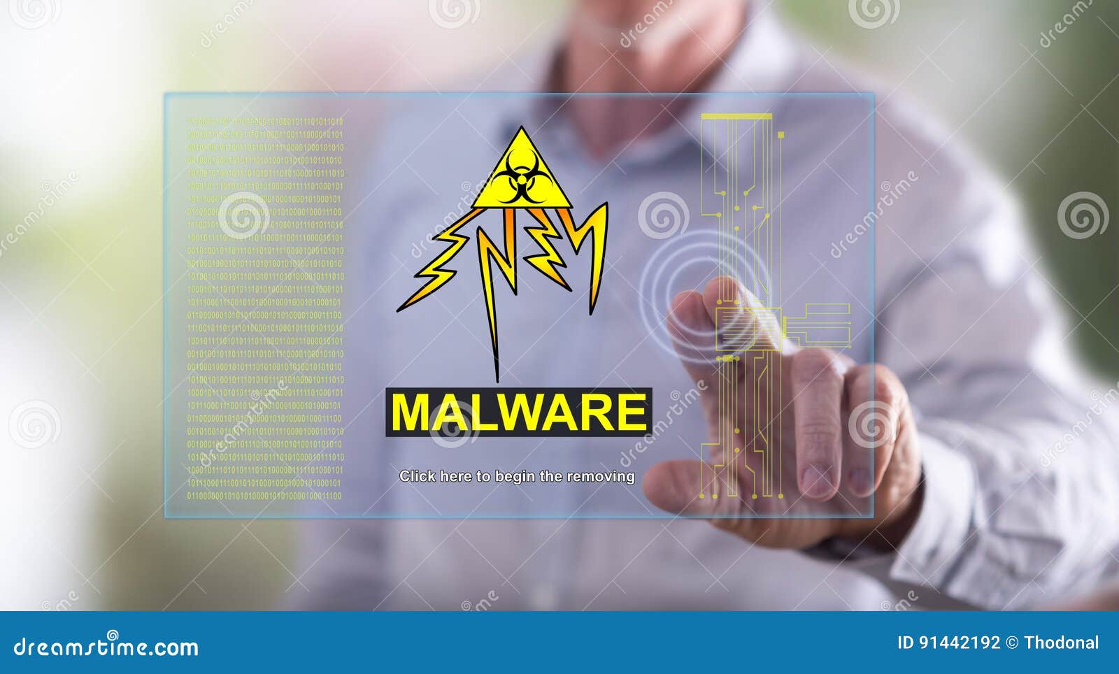 Man Touching a Malware Concept on a Touch Screen Stock Photo - Image of ...