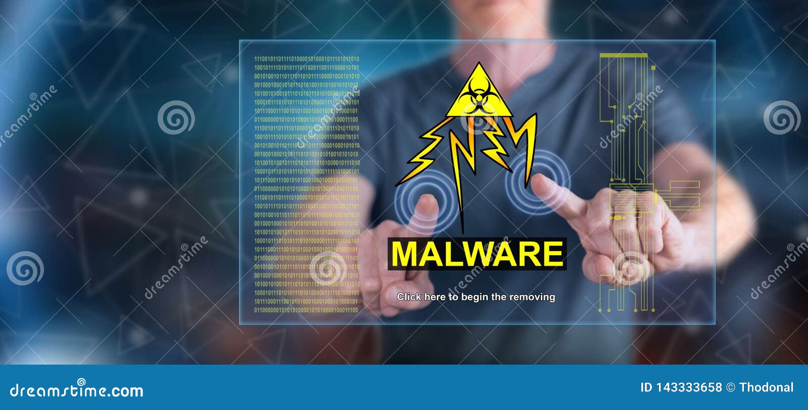 Man Touching a Malware Concept Stock Photo - Image of antivirus, secure ...