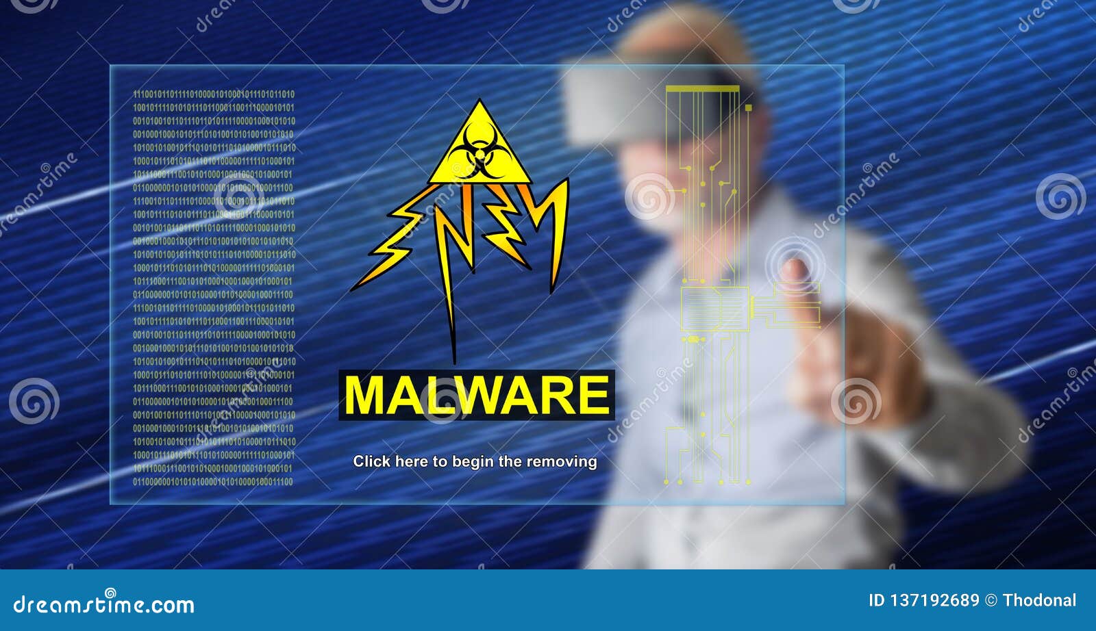 Man Touching a Malware Concept Stock Image - Image of alert, concept ...