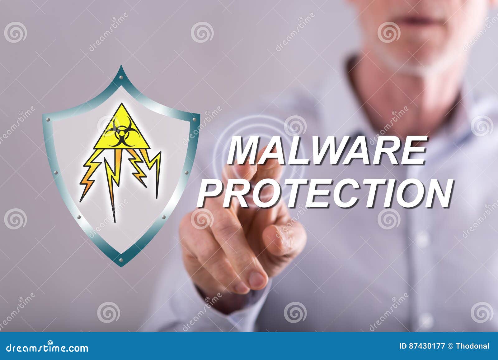 Man Touching a Malware Protection Concept on a Touch Screen Stock Image ...