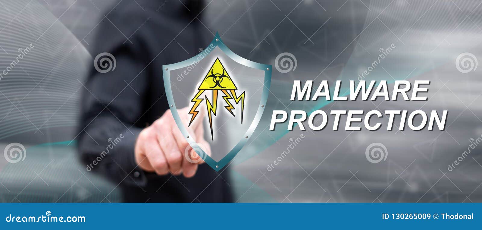 Man Touching a Malware Protection Concept Stock Image - Image of ...