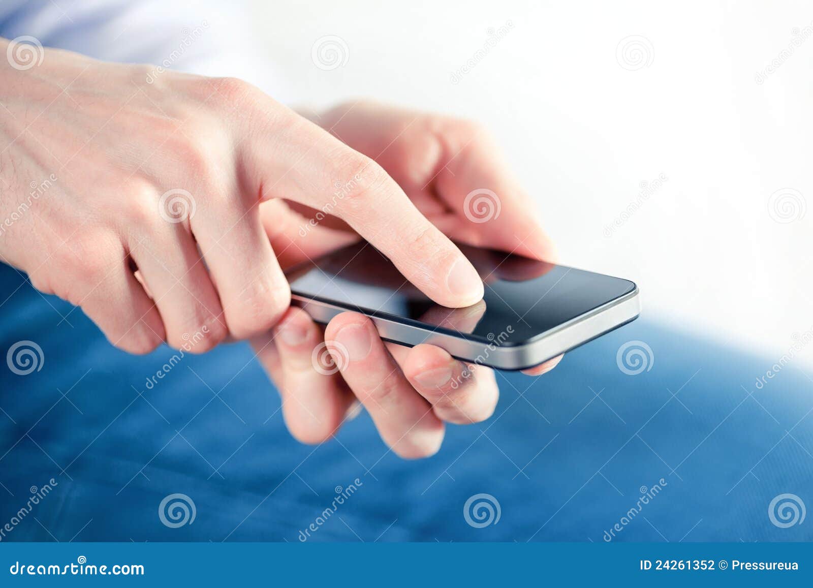 Man Touching on Mobile Smart Phone Stock Photo - Image of adult ...