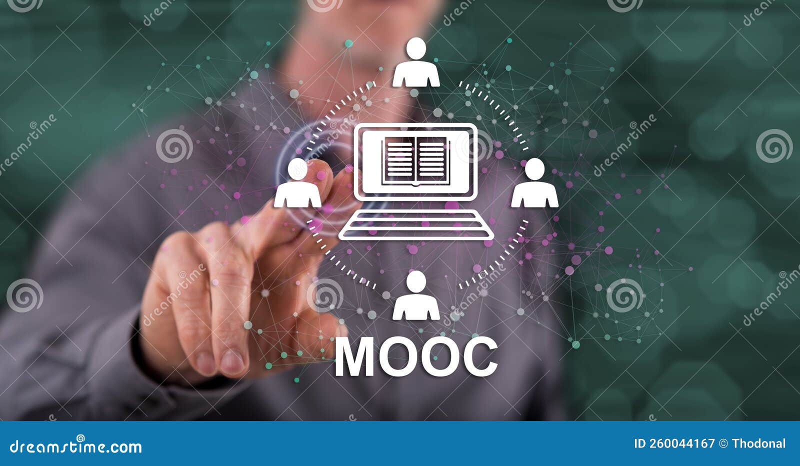 Man Touching A Mooc Concept Stock Image Image Of Business Home 260044167
