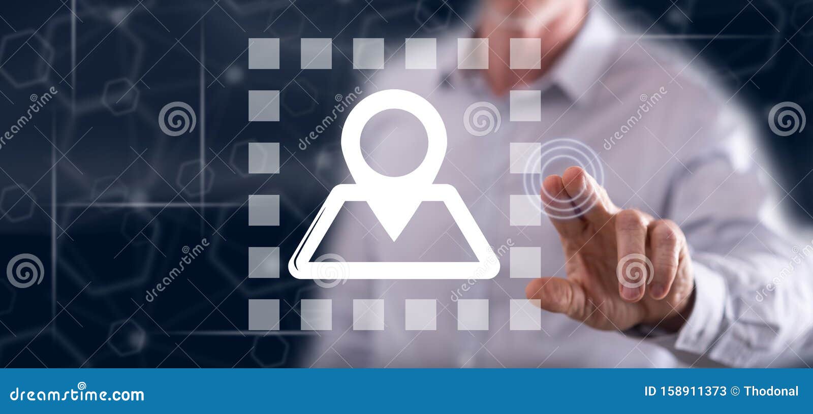 Man Touching a Navigation System Concept Stock Image - Image of ...