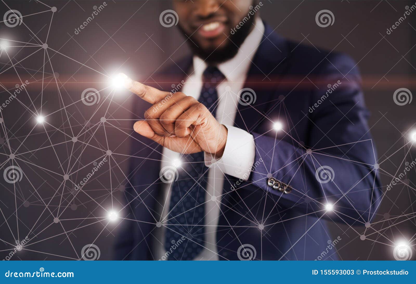 Man Touching Network Connections at Lightning Point Stock Image - Image ...