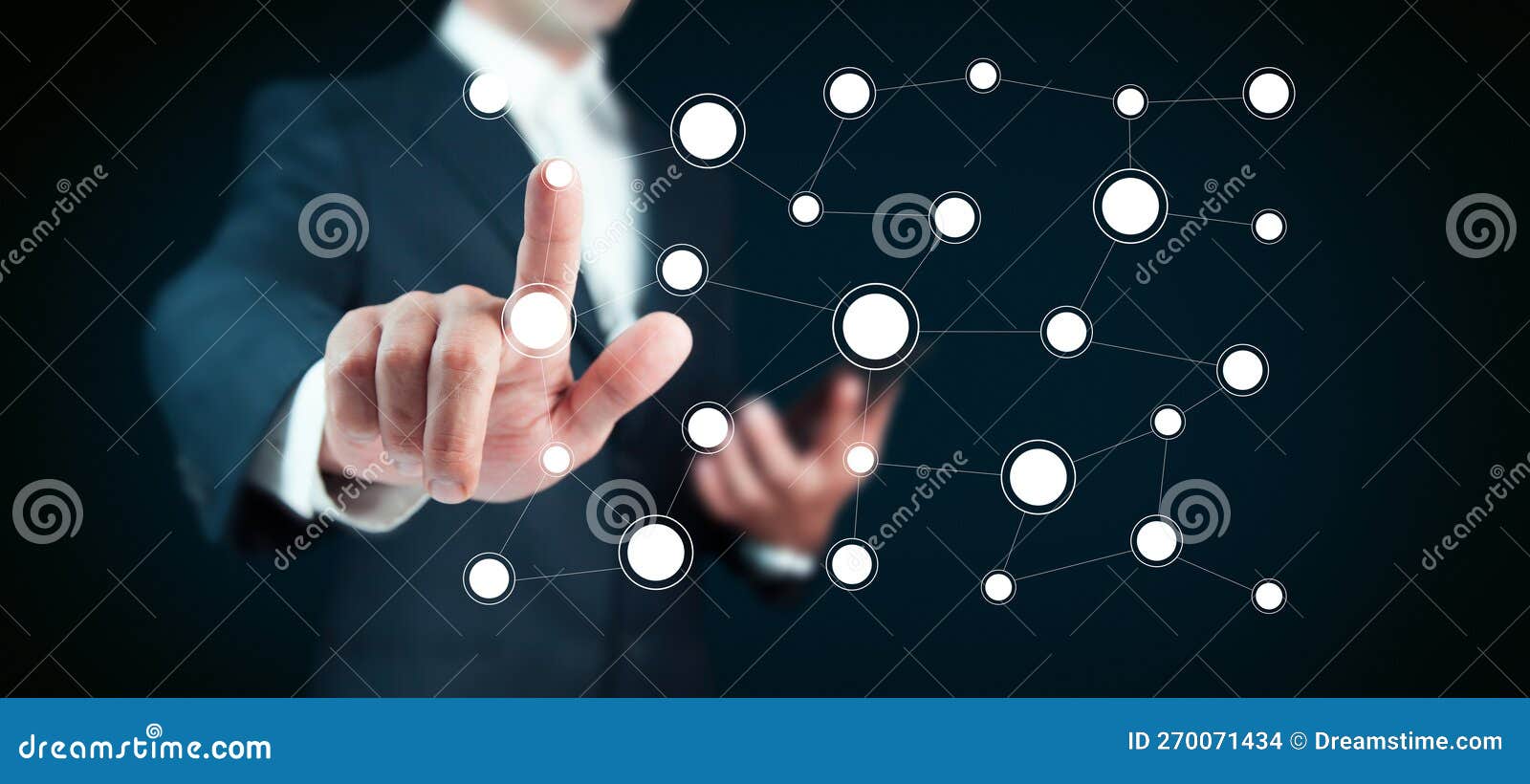 Man Touching Network in Screen Stock Photo - Image of network, connect ...