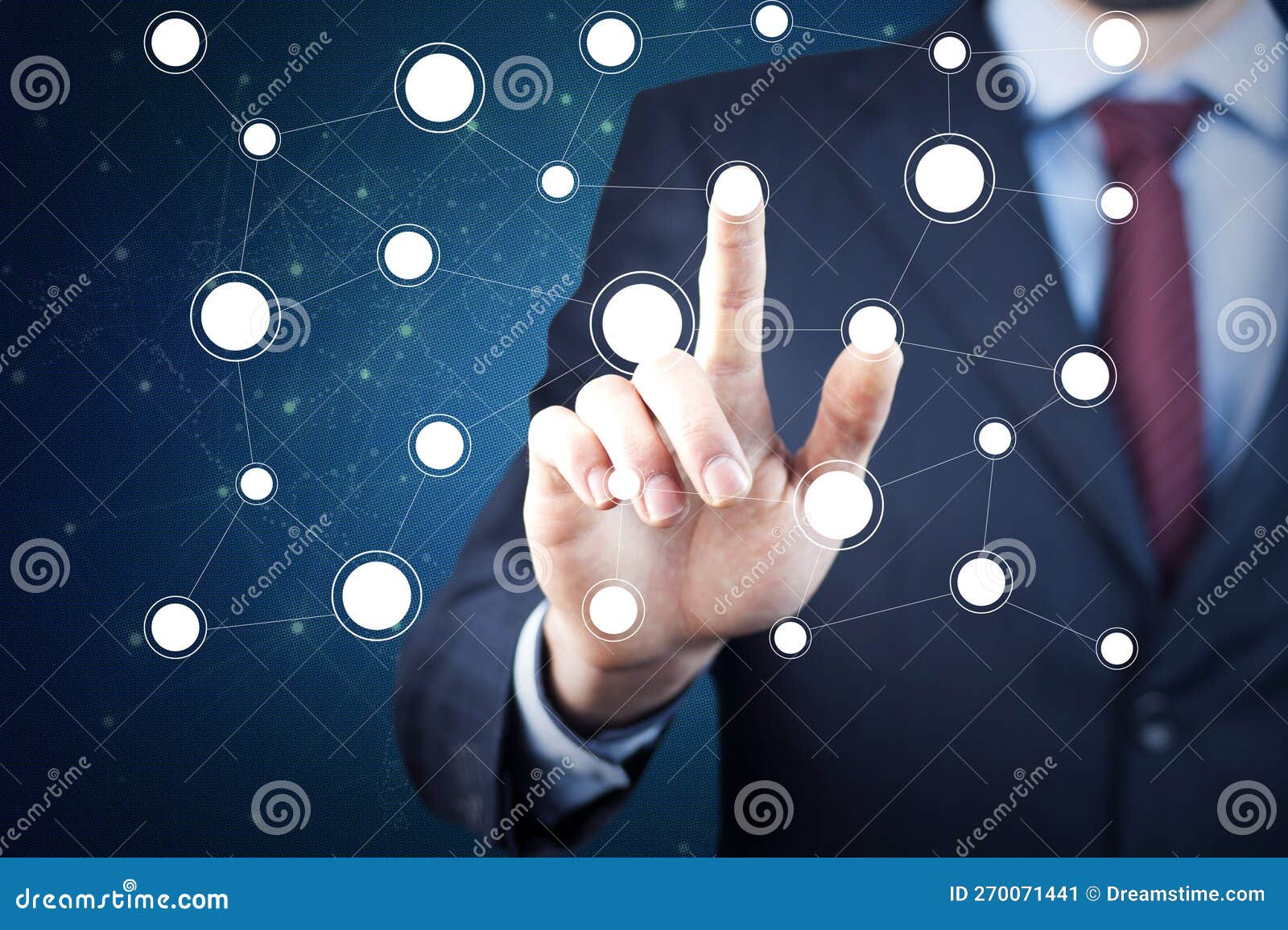 Man Touching Network in Screen Stock Image - Image of future, computer ...