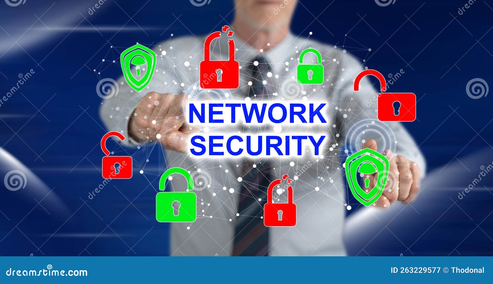 Man Touching a Network Security Concept Stock Image - Image of secure, cybersecurity: 263229577