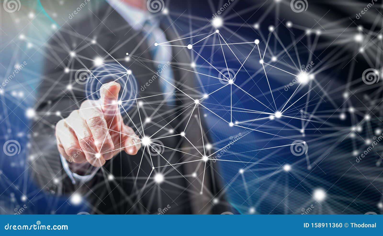 Man touching a network stock photo. Image of finger - 158911360