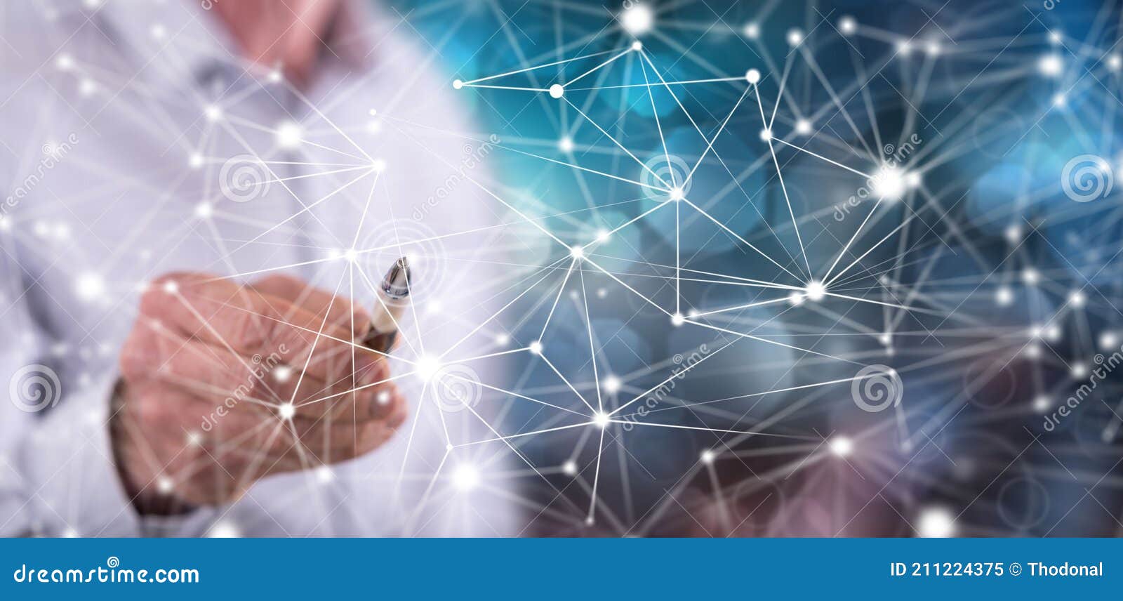 Man touching a network stock image. Image of line, touch - 211224375