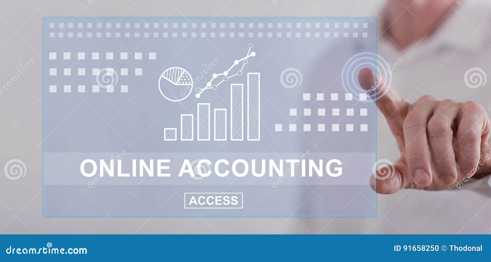 Man Touching an Online Accounting Concept on a Touch Screen Stock Photo ...