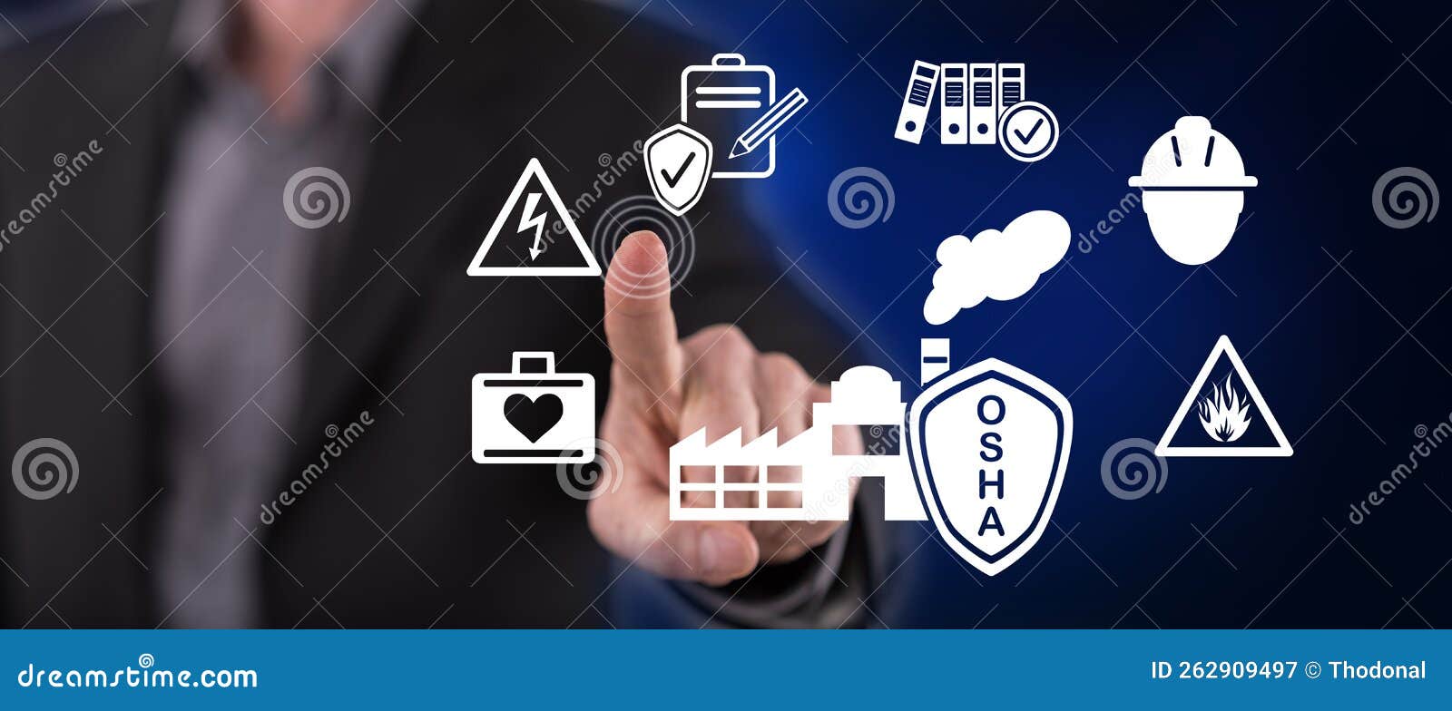 Man Touching an Osha Concept Stock Image - Image of occupational ...